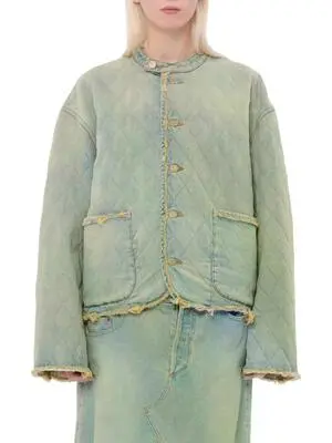 MAGLIANO Quilted Frayed-edge Jacket - Blue