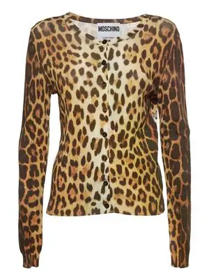 Moschino Leopard Print Cardigan - Brown