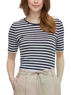 Gant Striped Three-quarter Sleeve T-shirt - Blue
