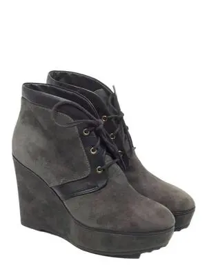 TOD'S Lace-up Wedge Ankle Boots - Green