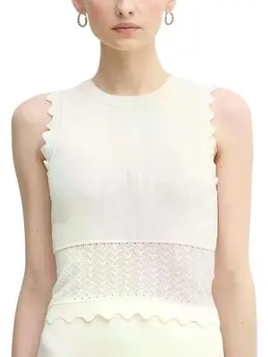 GAUDI Sleeveless Scalloped Trim Top - Neutrals