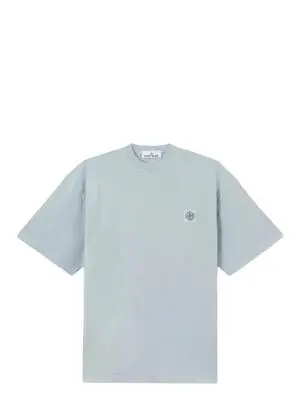 Stone Island 2100030 Combed Organic-cotton Jersey Regular-fit T-shirt With Compass-patch - Blue