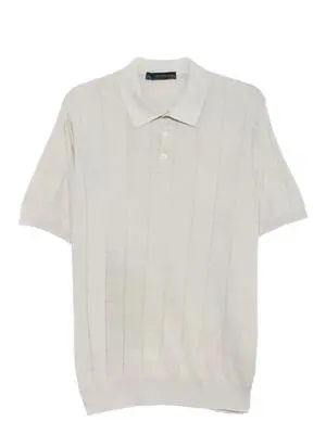 JEORDIE'S Grid-patterned Short-sleeved Polo Shirt - Neutrals