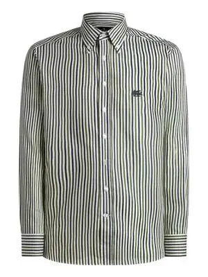 Etro Cotton Shirt With Vertical-stripe Pattern - Green