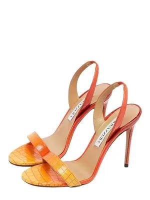 AQUAZZURA Croc-embossed Leather Slingback Sandals - Orange