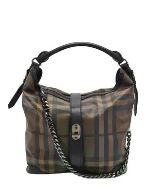 Burberry Smoked Check Chain-detail Tote Bag - Brown