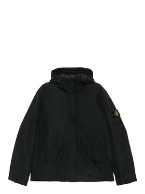 Stone Island Logo Patch Hooded Jacket - Black