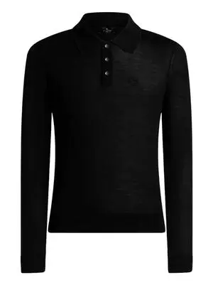 Etro Polo-style Wool And Silk Sweater - Black