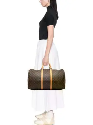 LOUIS VUITTON Louis Vuitton 1990 Monogram Keepall 55 Travel Bag Brown