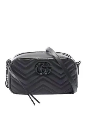 Gucci Small Gg Marmont Matelassé Leather Crossbody Bag - Black