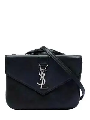 Saint Laurent Calfskin Monogram Tri-pocket Crossbody Bag - Black