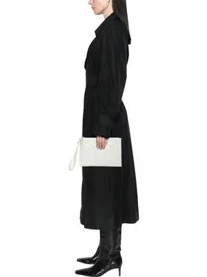 Bottega Veneta Leather Intrecciato Clutch Bag - White