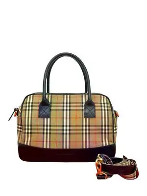 Burberry Haymarket Check Satchel - Neutrals