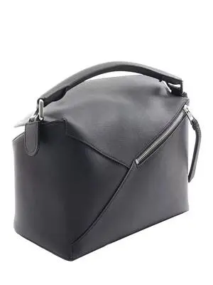 Loewe Medium Calfskin Puzzle Edge Satchel - Black