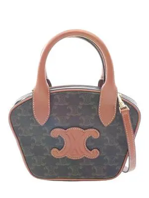 Celine Triomphe Coated Canvas Satchel - Brown