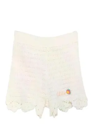 Chloé Crochet Knit Scalloped-edge Shorts - Neutrals