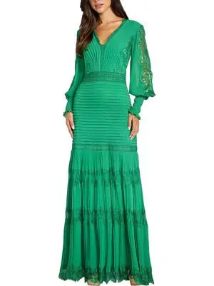Tadashi Shoji Tadashi Shoji Maxi Nyssa Bishop Lace-Panelled Dress Green