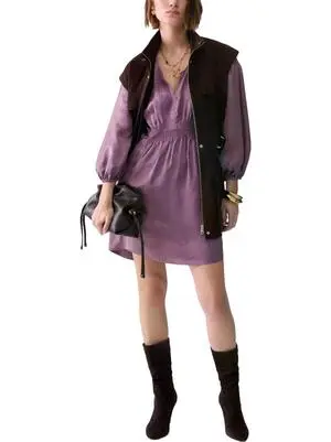 Liu Jo Jacquard Satin Mini Dress With Voluminous Sleeves - Pink