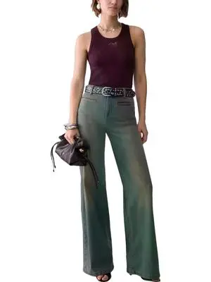 Liu Jo High Waist Flare Leg Jeans With Welt Pockets - Blue