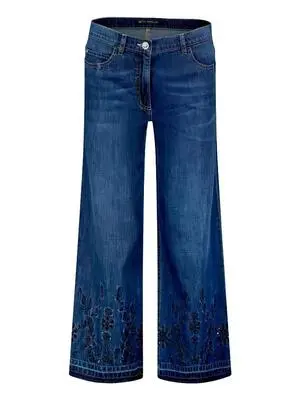 BETTY BARCLAY Embroidered Cropped Jeans - Blue