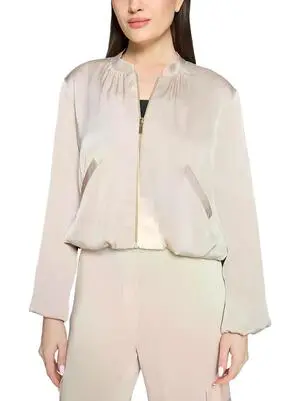 BETTY BARCLAY Gathered Zip-up Jacket - Neutrals