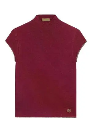 Momoni Sleeveless Mock Neck Top - Red