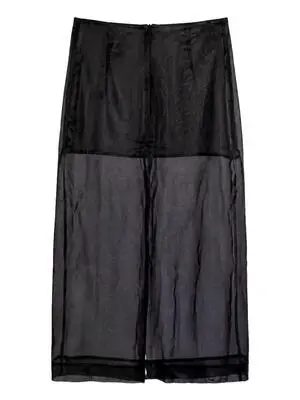 THE FRANKIE SHOP Peri Midi Sheer Panelled Skirt - Black