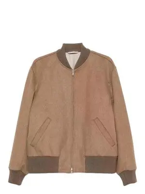 LARDINI Ribbed-trim Zip-fastening Jacket - Brown