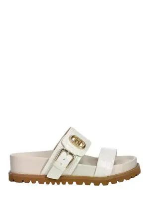 Liu Jo Buckle-fastening Croc-effect Sandals - White