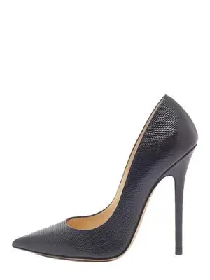 JIMMY CHOO Lizard-embossed Leather Stiletto Pumps - Black