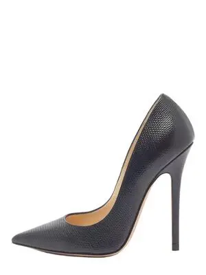JIMMY CHOO Lizard-embossed Leather Stiletto Pumps - Black