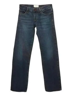 FRAME Amelia Gray Logo-patch Wide-leg Jeans - Blue