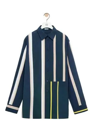 Loewe Striped Shirt With Embroidered Anagram Motif - Blue