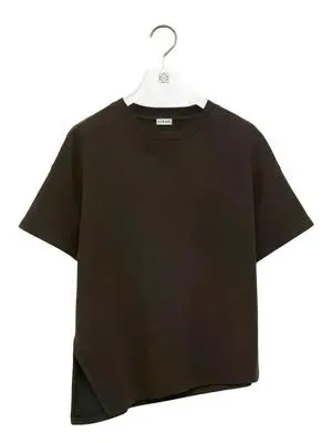 Loewe LOEWE Asymmetric T-Shirt With Anagram Embroidery Brown