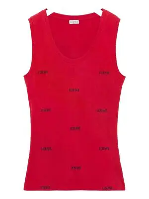 Loewe Ribbed Knit Logo Tank Top - Red