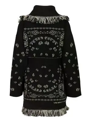 Alanui Bandana Jacquard Fringed Cardigan - Black