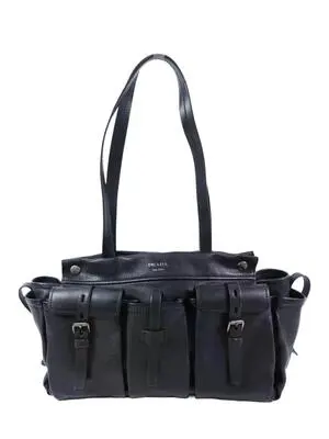 Prada Buckled-pocket Leather Shoulder Bag - Black
