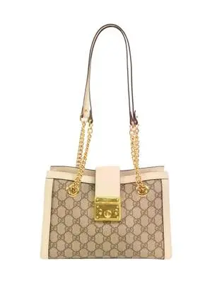 Gucci Gg Supreme Padlock Shoulder Bag - Neutrals