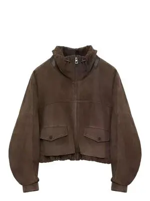 Loewe LOEWE Suede Zip-Up Jacket Brown