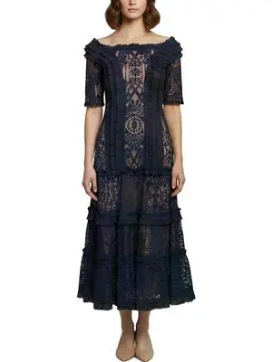Simkhai Tiered Midi Dress - Blue
