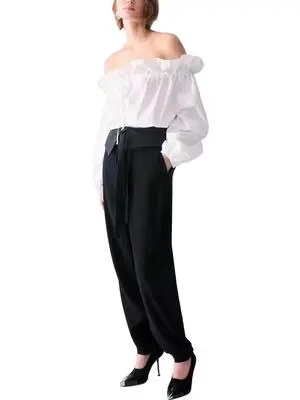 Liu Jo Poplin Blouse With Ruffles And Drawstring - White
