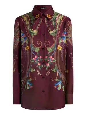 ETRO ETRO Silk Shirt With Placed Floral Paisley Print