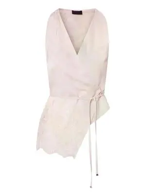 Liu Jo Jacquard Wrap Top With Lace Details - Neutrals