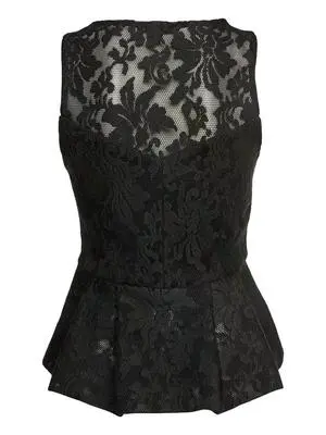Maje Lace Peplum Top - Black