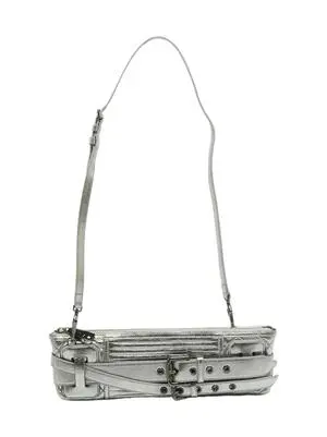 Burberry Tone Buckle-detail Leather Shoulder Bag - Silver