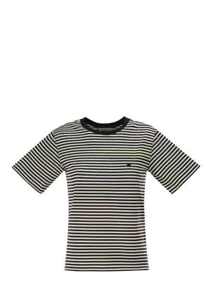 Max Mara Striped Embroidered Butterfly Logo T-shirt - Black