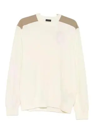 Paul & Shark Contrast Panel Crew Neck Sweater - Neutrals