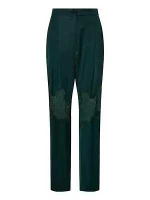 Liu Jo Satin Trousers With Lace Inserts - Green