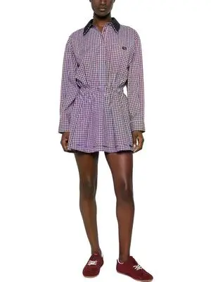 Maje Checked Cotton Mini Dress - Red