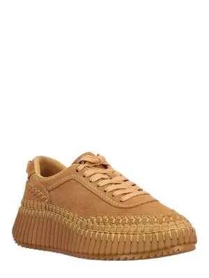 Chloé Nama Hand-stitched Suede Sneakers - Neutrals